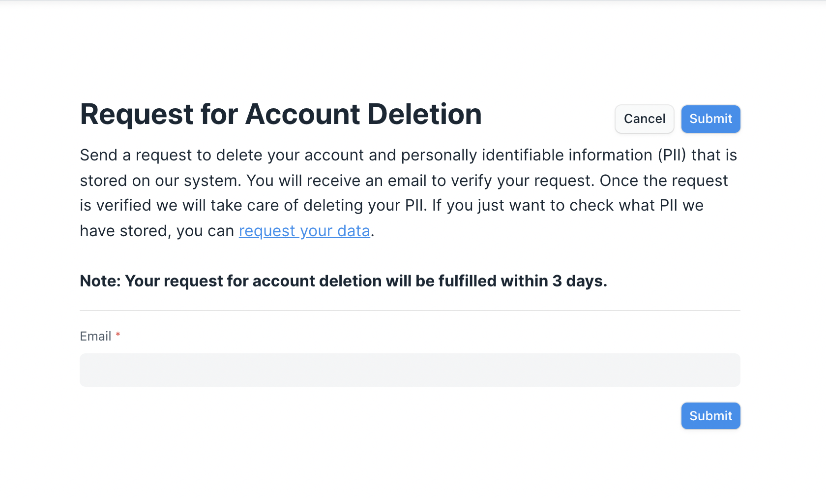 Personal Data Deletion Personal Data Deletion